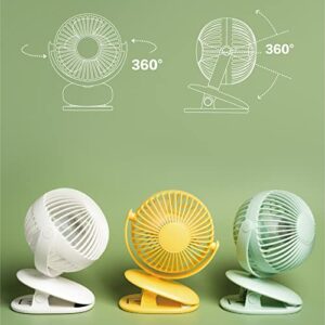 Yirepny Rechargeable Clip on Fan, USB Fan Mute Natural Wind Summer Desk Clip on Mini Portable Fan, Small Fan with Sturdy Clamp for Home,Office,Outdoor White