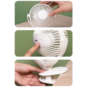 Yirepny Rechargeable Clip on Fan, USB Fan Mute Natural Wind Summer Desk Clip on Mini Portable Fan, Small Fan with Sturdy Clamp for Home,Office,Outdoor White