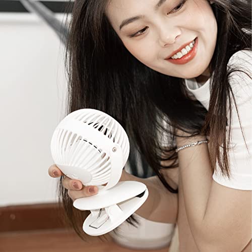 Yirepny Rechargeable Clip on Fan, USB Fan Mute Natural Wind Summer Desk Clip on Mini Portable Fan, Small Fan with Sturdy Clamp for Home,Office,Outdoor White