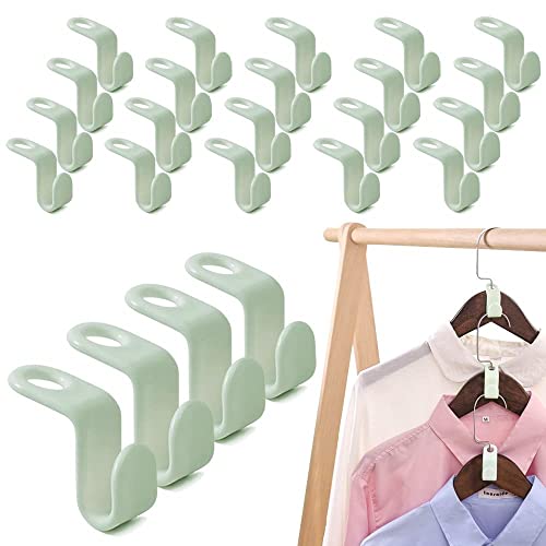 Clothes Hanger Connector Hooks, Cascading Hanger Hooks for Heavy Duty Space Saving, Durable Plastic Outfit Hanger Load 20 Pounds(30Pcs Green)