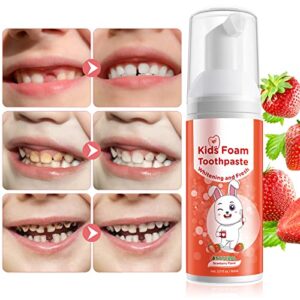 Kids Foam Toothpaste with Low Fluoride - Anti-Cavity, Whitening and Fresh, Gentle Teeth Whitening Foam Toothpaste Kids for U-Shape Toothbrush, Ages 3 Plus - 60ml (Strawberry)