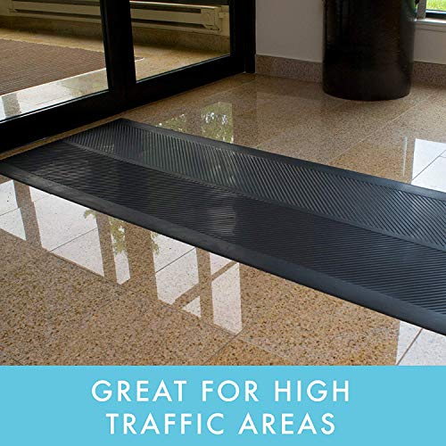 ClimaTex Indoor/Outdoor Rubber Runner Mat, Door Mat for Floor Protection, 27" x 8', Black (9A-110-27C-8)