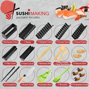 MLRYH Sushi Making Kit Sushi Maker Set for Beginners 21 Pcs Plastic Premium Set Sushi Tool Set Sushi Rice Roll Mold Shapes, DIY Sushi Prefect Home Sushi Tool.