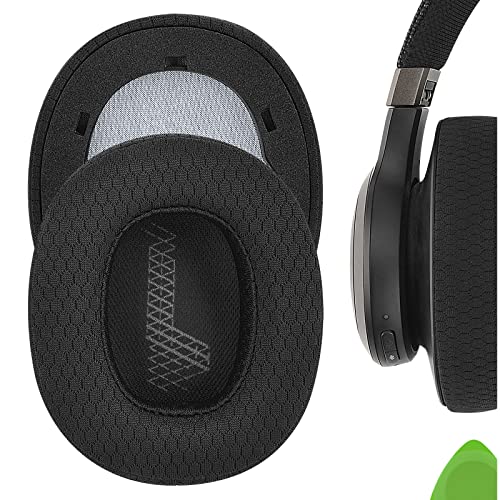 Geekria Comfort Mesh Fabric Replacement Ear Pads for JBL Live 650 BTNC, Lifestyle E65BTNC, Duet NC, Live 660 BTNC Headphones Ear Cushions, Headset Earpads, Ear Cups Cover Repair Parts (Black)