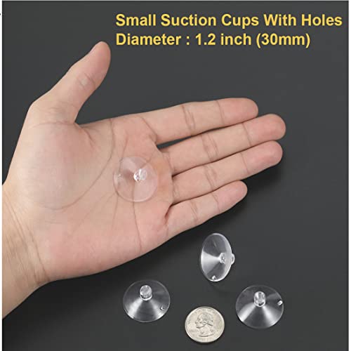 LuluEasy 10 Pieces 1.2 inch Small Suction Cups with Holes Clear Plastic Sucker for Hanging Crafts, Plush Dolls, Festivals Parties Theme Carnival Decoration Aquarium Thematic Ornaments