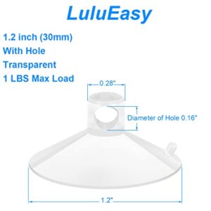 LuluEasy 10 Pieces 1.2 inch Small Suction Cups with Holes Clear Plastic Sucker for Hanging Crafts, Plush Dolls, Festivals Parties Theme Carnival Decoration Aquarium Thematic Ornaments