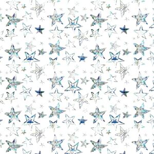 texco inc 100% combed quilting prints craft cotton apparel home/diy fabric, ivory grey aqua blue green 1 yard