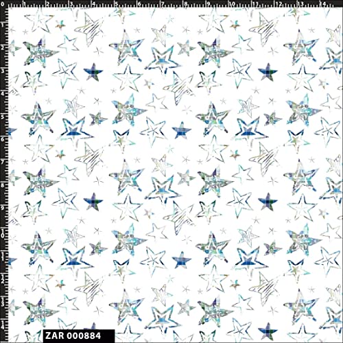 Texco Inc 100% Combed Quilting Prints Craft Cotton Apparel Home/DIY Fabric, Ivory Grey Aqua Blue Green 1 Yard