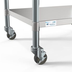 KoolMore Commercial 30” x 36” Stainless Steel Work Table with Wheels for Restaurant or Home Use, Under Storage Shelf for Food, Tools, and Hardware, Heavy Duty Metal Workspace (CT3036-18C), Silver