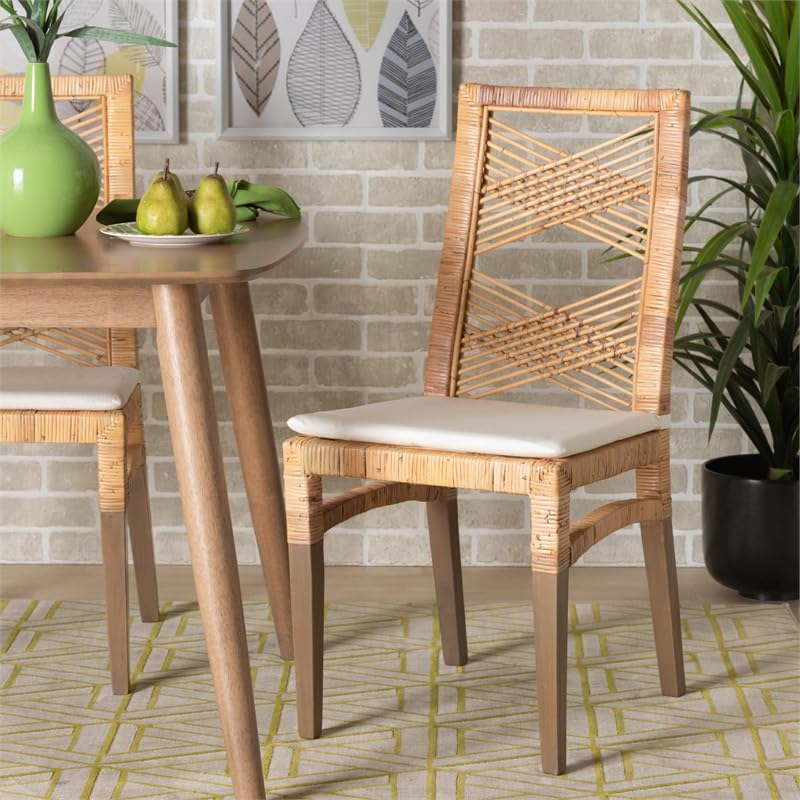 Baxton Studio Poltak Modern Natural Brown Rattan Dining Chair