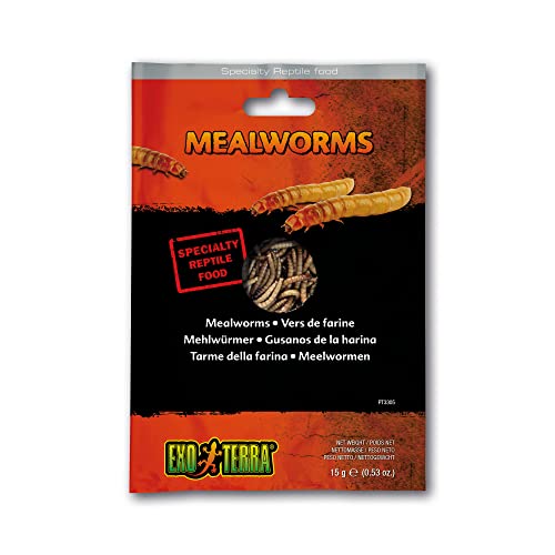 Exo Terra Vacuum Packed Reptile Food, Insects for Reptiles and Amphibians, Mealworms