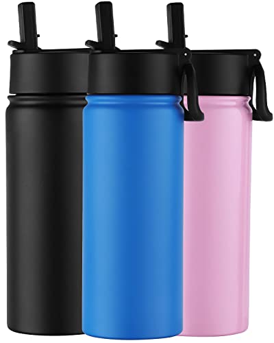 Insulated Water Bottle with Straw Lid, Double Wall Vacuum, Stainless Steel Thermos for Boys and Girls Leak Proof Water Bottle 17OZ