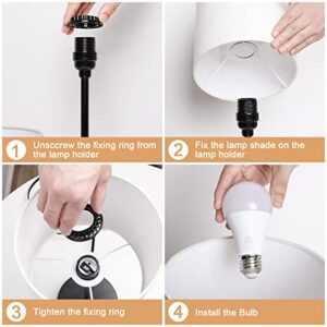 YAMEIWAN Touch Table Lamp for Bedside Lamp, 3 Way Dimmable Lamp with Round White Lampshade, Suitable for Living Room Dormitory, Home Office, Bedside Lamps Set of 2 (LED Bulb Included)-Black