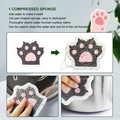 Cleaning Kit for Cat Water Fountain, Cat Fountain Brush, with Compressed Sponge and Storage Plastic Box, 9 Pack Pet Water Fountain Cleaning Kit