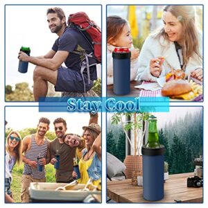 Focily Insulated Can Cooler 24 Oz Double-Walled Stainless Steel Skinny Can Cooler Slim Can Insulator For 24 / 25 Oz Cans Tall Boy & Bomber Bottle (blue)