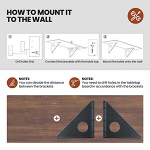 COSTWAY Wall-Mounted Desk, 40” Industrial Floating Computer Desk w/Rubber Wood Table Top & Heavy-Duty Steel Brackets, Space-Saving Home Office Laptop Table, Easy-to-Setup Bar Table for Kitchen