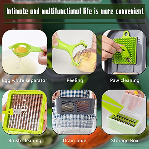 【Upgraded】 Vegetable Chopper, Onion Chopper, Mandolin Slicer,Pro 20 in 1professional food Choppermultifunctional Vegetable Chopper and Slicer, Dicing Machine, AdjustableVegetable Cutter With Container