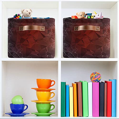 Basketball Fire Water Rectangular Storage Basket Storage Bin Collapsible Storage Box with Leather Handles Storage Hamper Organizer for Home, Bedroom