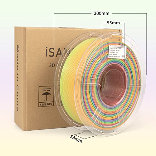 PLA+ 3D Printer Filament, Pla Filament 1.75mm Rainbow PLA, Color Change Filament Dimensional Accuracy +/- 0.03 mm,1 KG Spool