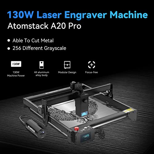 Atomstack A20 pro Laser Cutter and Engraver Machine by UESUIKA, 130w Diode Laser Engraving Machine, 20W Optical Power, Easy Assembly, Eye Protection Fixed Focus Compressed Spot