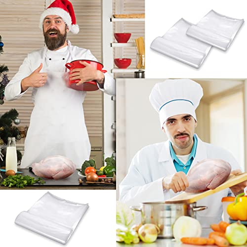 60 Pack 3 Size Poultry Shrink Bags Chicken 3 Size Clear Poultry Heat Shrink Wrap with 100 Pcs White Ties and 2 Pcs Clear Silicone Straw for Rabbits Turkey Meat Food Storage