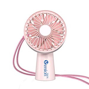 versiontech. portable fan mini handheld fan personal desk table fan usb rechargeable battery operated small fans with 3 speed for women girls kids indoor outdoor travel office room (pink)