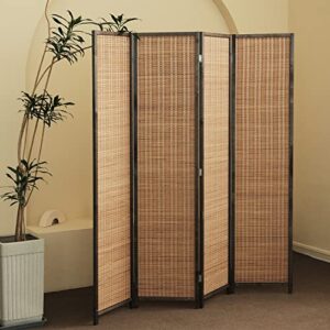 furnnylane 4 panel room divider and folding screen room divider,bamboo room divider screen for room separation,67" h x 61.4" w