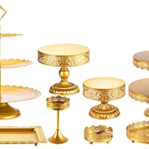 Cake Stand Set-8 Pcs Gold Cake Stand -Dessert Table Display Set-Cake Stands for Dessert Table-Table Decoration Display Tower Plate for Baby Shower, Wedding, Birthday Party, Chrismas Celebration