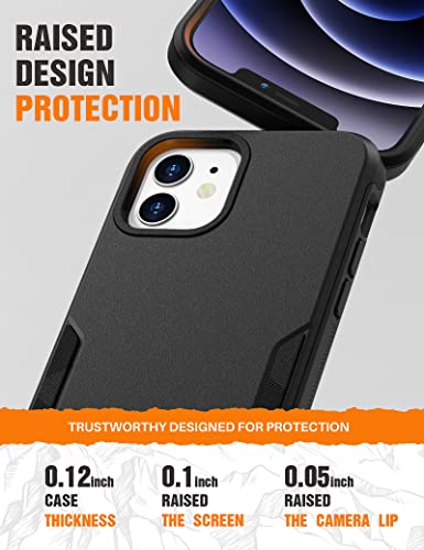 WVM Designed for iPhone 12 Case, Designed for iPhone 12 Pro Case [with 2 Pcs Glass Screen Protector & 2 Pcs Camera Lens Protector] Shockproof Protective Case for iPhone 12/12 Pro 6.1 inch, Black