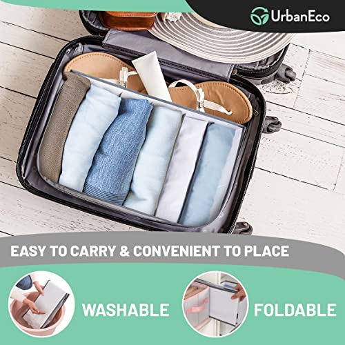 UrbanEco (2pcs  Wardrobe clothes organizers for drawers with 2 Handles - 6 Grids Pants organizer for large Jeans, leggings, tshirts,  Yoga pants, Sweater-White