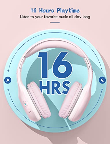 Neesolo Kids Wireless Headphones, Kids Headphones Girls with Microphone, Wireless 5.0 Stereo Sound Kids Headset for School, Comfort-Fit Over Ear Children Headphones for iPad Tablet Home School