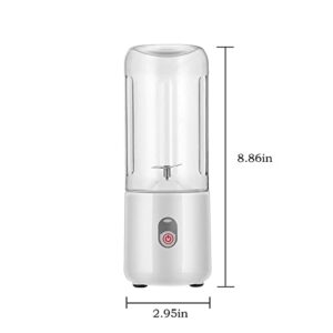 CAOY USB Electric Safety Juicer Cup, Fruit Juice Mixer Mini Portable Rechargeable Juicing Mixing, Crush Ice Smoothie Travel Blend-er Mixer Machine with 410ml Water Bottle for Shakes (White)