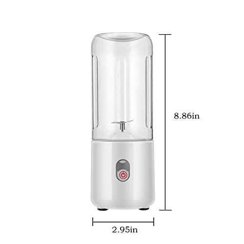 CAOY USB Electric Safety Juicer Cup, Fruit Juice Mixer Mini Portable Rechargeable Juicing Mixing, Crush Ice Smoothie Travel Blend-er Mixer Machine with 410ml Water Bottle for Shakes (White)