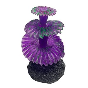 danmu 1 pack glow fish tank decorations coral decor, silicone aquarium decorations, fish tank decoration coral, glow aquarium decorations 1 9/10" x 3 1/10" (purple)