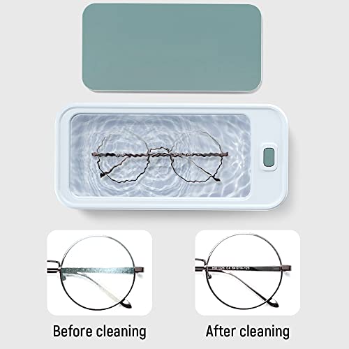 Ultrasonic Glasses Cleaner, Small Ultrasonic Cleaner, Household Ultrasonic Jewelry Cleaner- Portable Professional Ultrasonic Cleaner for Cleaning Jewelry Eyeglass Watch Ring Necklace & Make-up Brush