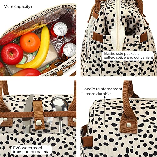 Lunch Bag Women Insulated Lunch Box Large Cooler Lunchbox Tote Bags Adult Reusable Boxes for Ladies Work Picnic School Beach (Cheetah-Apricot)