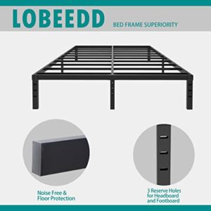 LOBEEDD 18 Inch Full Size Bed Frame Tall Heavy Duty Metal Platform Bed Frames with 3500 lbs Steel Slat Support/No Box Spring Needed/Easy Assembly/Noise Free (Black)