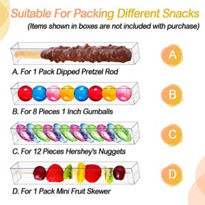 Pretzels Rods Boxes Clear Gift Boxes Lid Packaging Boxes Plastic Favor Boxes Chocolate Covered Pretzels Gumballs Boxes 1 x 1 x 8 Inch for Wedding Baby Shower Christmas Party Cookie Treats (40 Pieces)