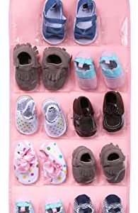 RUIZHIXUAN Over The Door Hanging shoe organizers for 12 Pairs, Hanging Shoes Organizer (Pink)