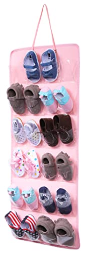 RUIZHIXUAN Over The Door Hanging shoe organizers for 12 Pairs, Hanging Shoes Organizer (Pink)