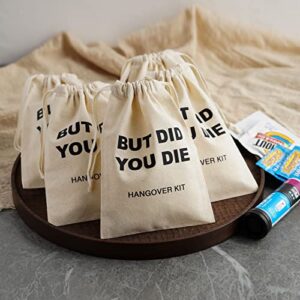 PandaSew Hangover Kit Gift Bags, Bachelor Party, Bachelorette Bridal Shower Pouches, Wedding Favor, Survival Recovery Bridesmaid Gifts, Cotton Drawstring Bag,20pcs 7x5 inches BUT DID YOU DIE