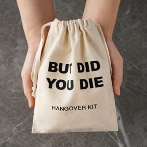 PandaSew Hangover Kit Gift Bags, Bachelor Party, Bachelorette Bridal Shower Pouches, Wedding Favor, Survival Recovery Bridesmaid Gifts, Cotton Drawstring Bag,20pcs 7x5 inches BUT DID YOU DIE