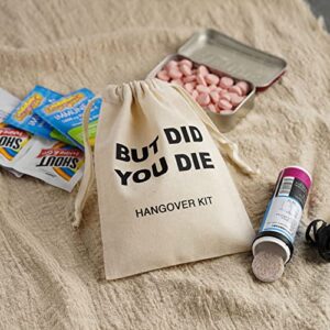 PandaSew Hangover Kit Gift Bags, Bachelor Party, Bachelorette Bridal Shower Pouches, Wedding Favor, Survival Recovery Bridesmaid Gifts, Cotton Drawstring Bag,20pcs 7x5 inches BUT DID YOU DIE