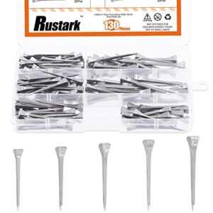 rustark 130pcs 5 sizes steel horseshoe nails assortment kit 1.6” 1.7” 1.9” 2” 2.4” e2 e3 e4 e5 e6 horse hoof nails horseshoe tools equipment for horseshoes horse race training