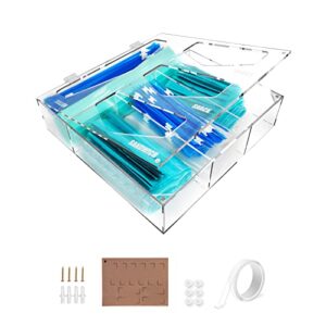 southgate plastic ziploc bag storage organizer grocery bag holder acrylic ziplock dispenser baggie organizer box for kitchen drawer, suitable for gallon, quart, sandwich & snack with diy sticky note