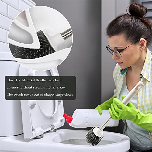 Jasilon Toilet Bowl Brush and Holder Set, [2 Brushes] Silicon Bristles Toilet Cleaner Brush and Holder, Toilet Scrubber, Toilet Cleaning Brush, Toilet Bow Brushes for Bathroom with Holder-Grey