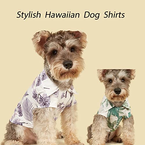 2 Pieces Hawaiian Dog Shirt Hawaiian Shirts for Dogs Breathable Soft Dog Clothes Cool Dog Polo Shirt Summer Thin Puppy Dog Vest Coconut Tree Pineapple Floral Quick Dry (GTX01-purple Green-m)