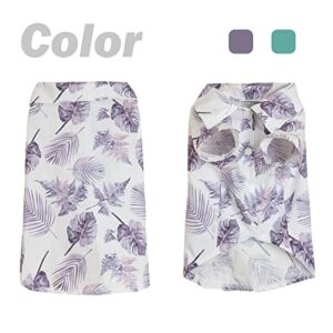 2 Pieces Hawaiian Dog Shirt Hawaiian Shirts for Dogs Breathable Soft Dog Clothes Cool Dog Polo Shirt Summer Thin Puppy Dog Vest Coconut Tree Pineapple Floral Quick Dry (GTX01-purple Green-m)