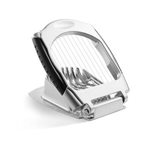 egg slicer for hard boiled eggs - kitexpert heavy duty egg cutter for soft fruit, stainless steel wires, dishwasher safe & easy to clean (sliver)