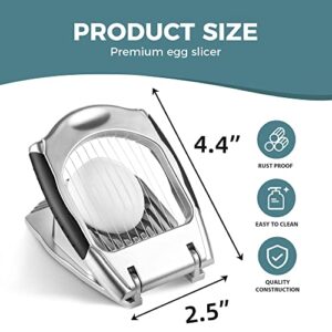 Egg Slicer for Hard Boiled Eggs - KITEXPERT Heavy Duty Egg Cutter for Soft Fruit, Stainless Steel Wires, Dishwasher Safe & Easy To Clean (sliver)